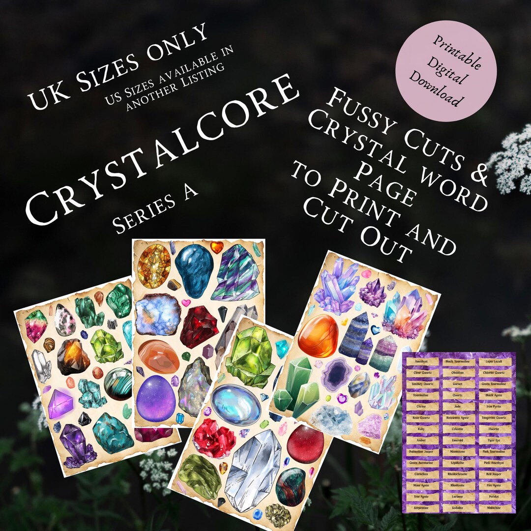 Crystal Ephemera Printable Set: Gemstone Labels, Junk Journal (A4 UK ...