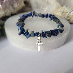 Lapis Lazuli Ankh Crystal Bracelet Key of Life Third Eye - Etsy UK