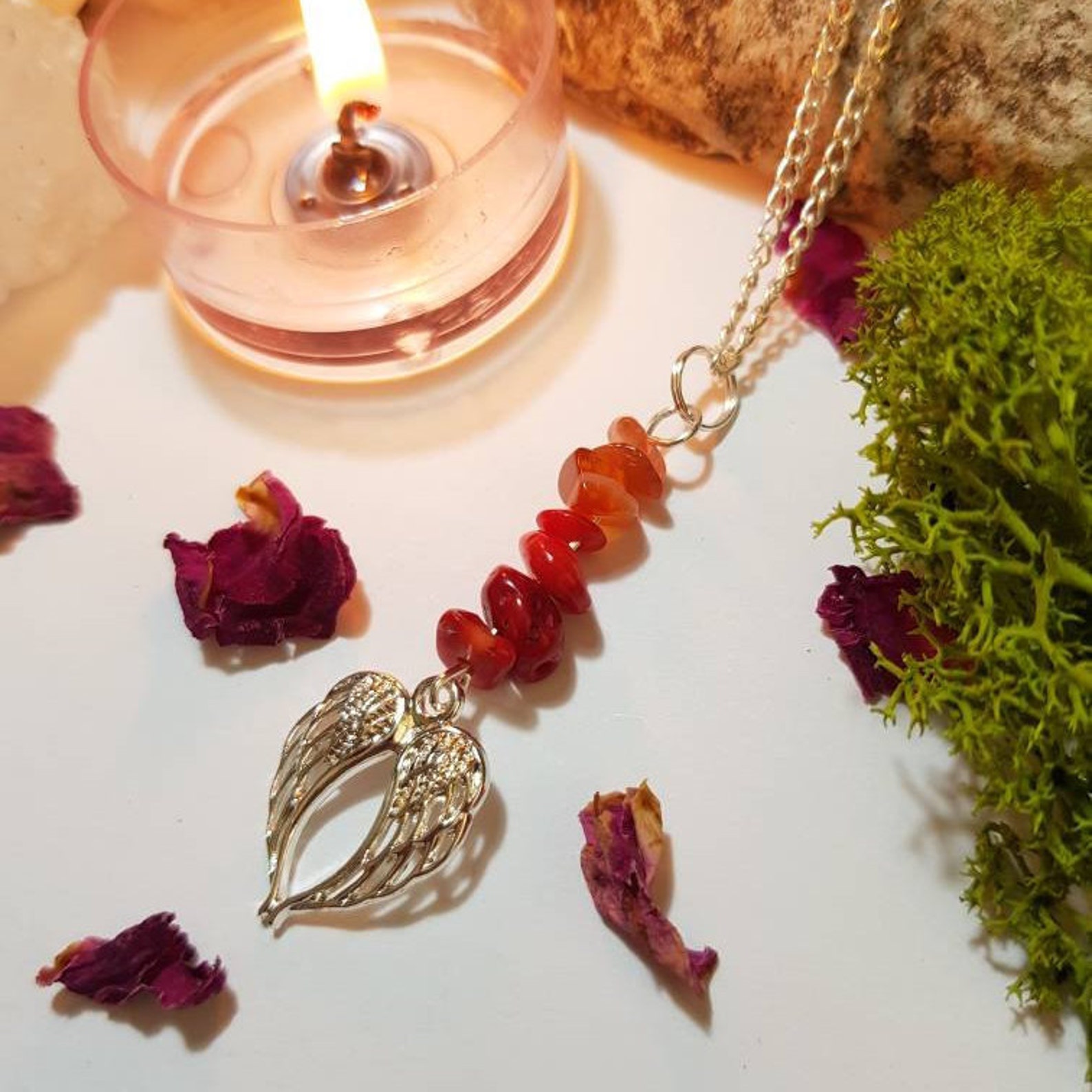 Archangel Uriel Necklace With Carnelian and Red Coral - Etsy