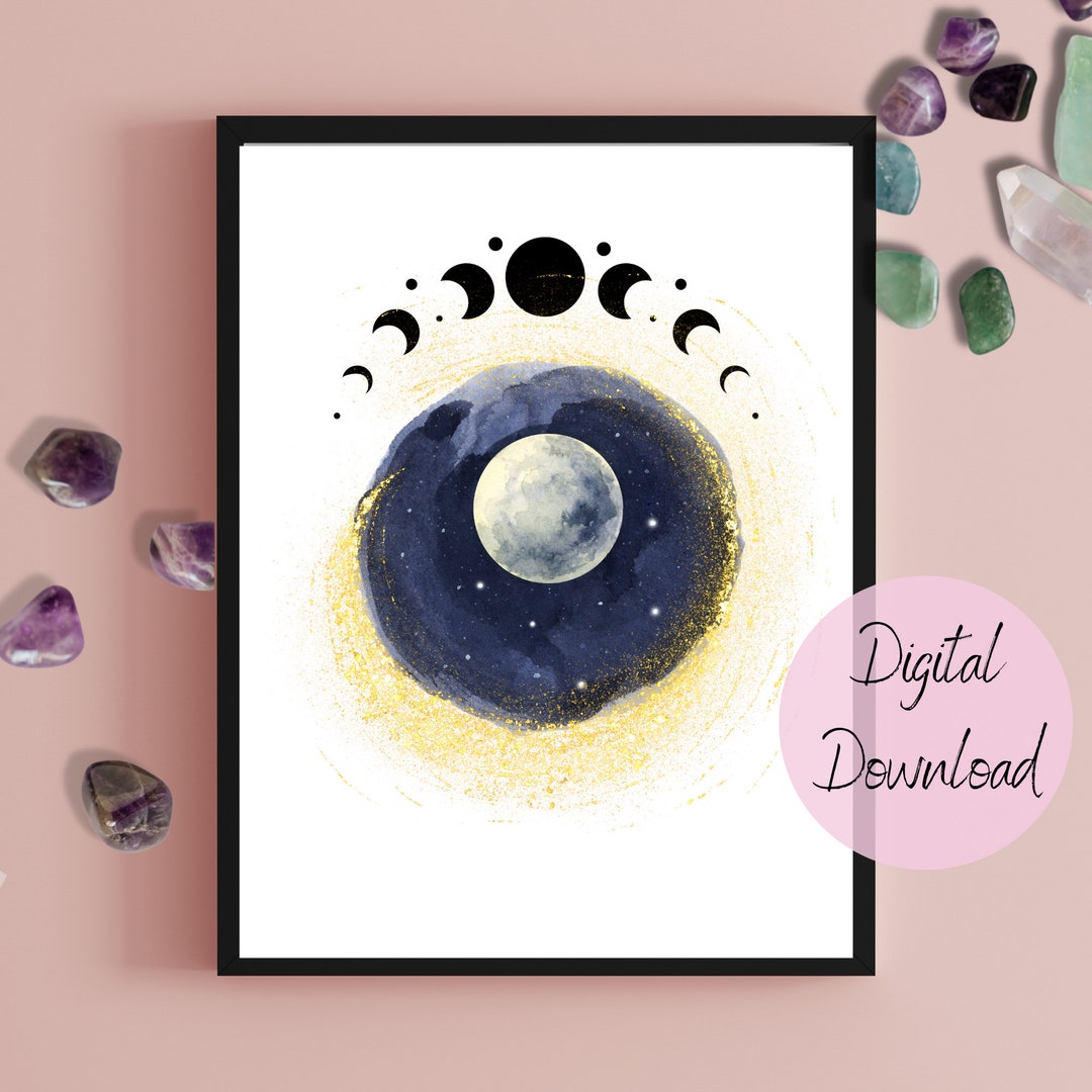 Moon Phase Wall Art - Digital Downloadable Spiritual Art - Etsy