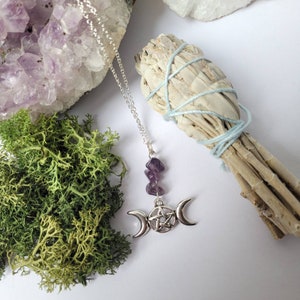 Amethyst Pentacle and Triple Moon Necklace Protection - Etsy