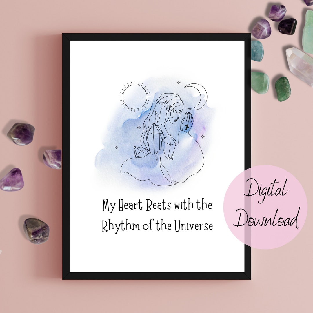 Blue Crystal Moon Goddess - Digital Downloadable Spiritual Art - Etsy