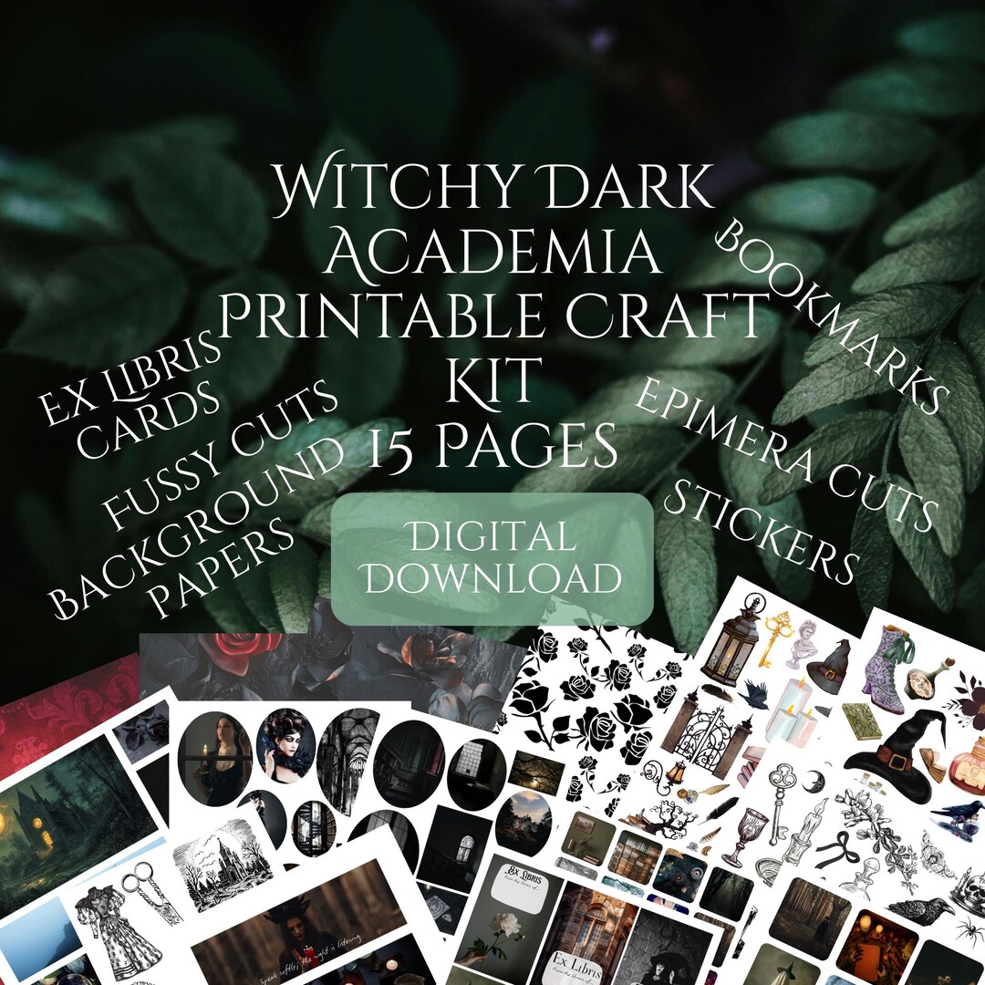 Witchy Dark Academia Printable Craft Kit | Junk Journal Ephemera ...