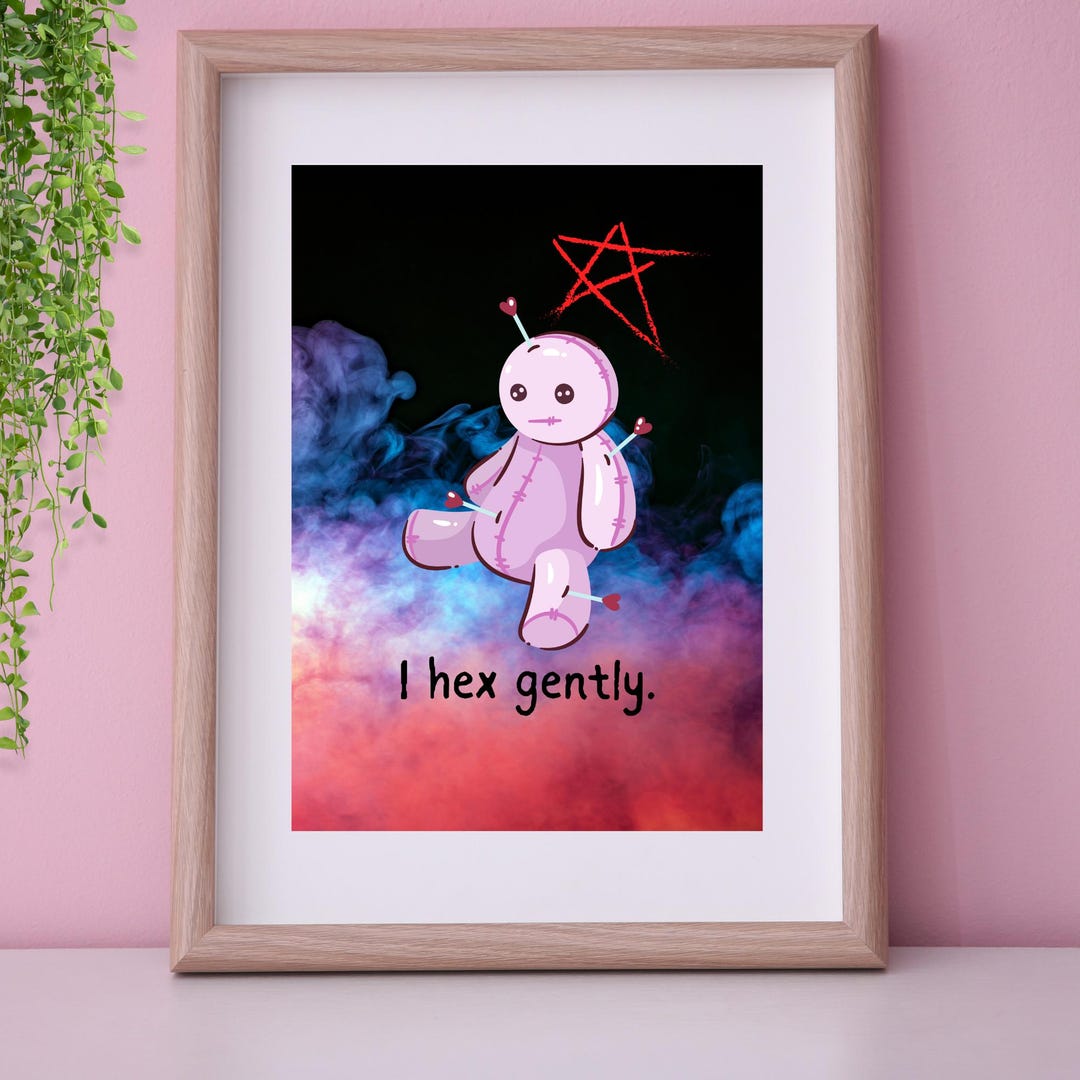 Spooky Cute Hex Voodoo Doll Kawaii Skull Wall Art - Digital ...