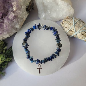 Lapis Lazuli Ankh Crystal Bracelet Key of Life Third Eye - Etsy UK