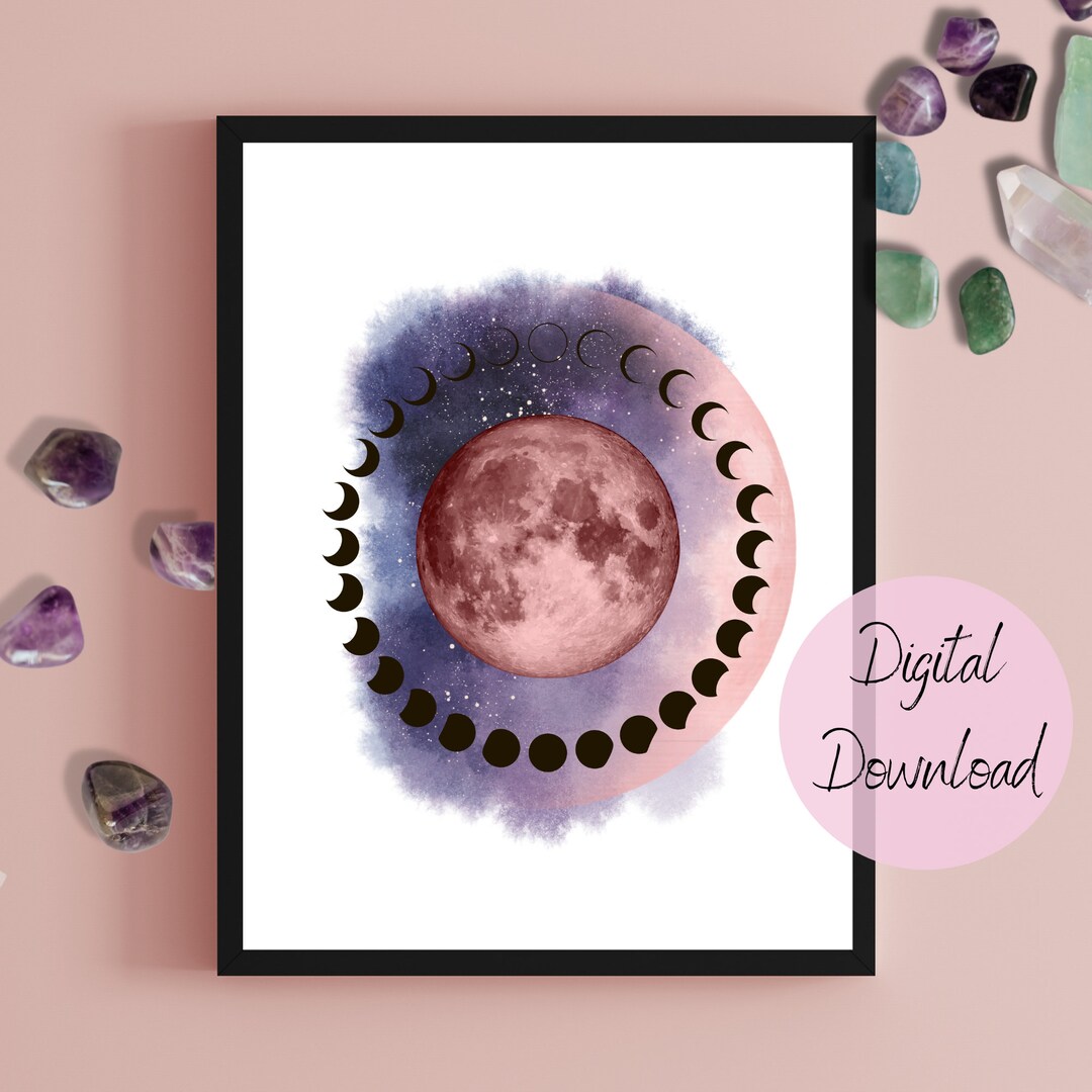 Blood Moon Phase Wall Art - Digital Downloadable Spiritual Art - Etsy