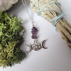 Amethyst Pentacle and Triple Moon Necklace Protection - Etsy
