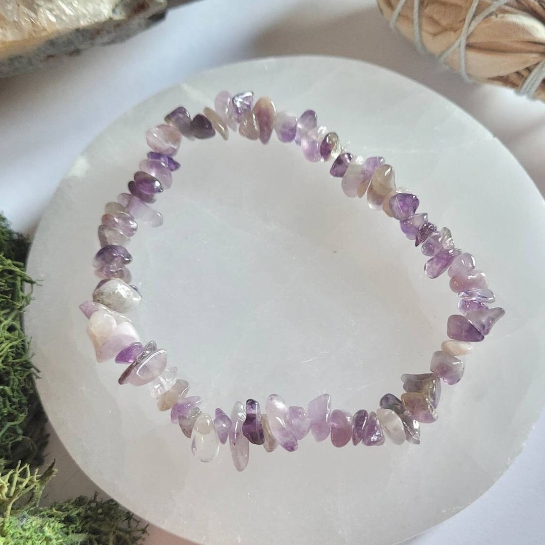 Amethyst Crystal Chip Bracelet Protection and Calm - Etsy UK