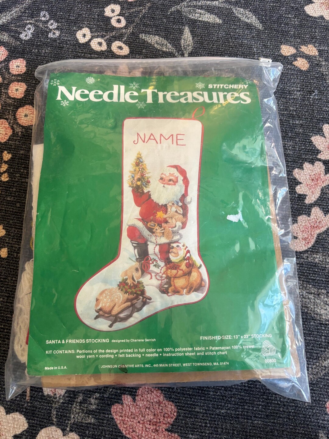 Needle Treasures Santa and Friends Stocking Embroidery Stitchery Kit ...