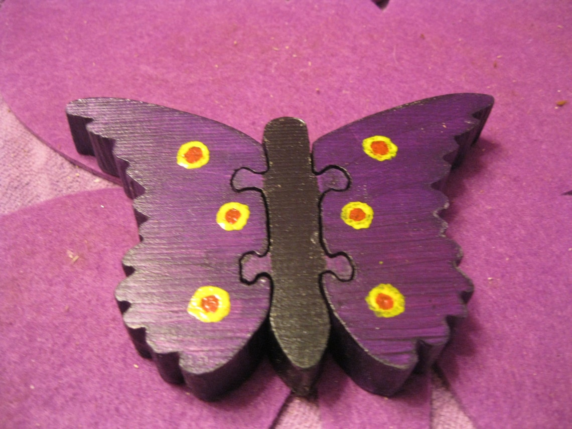 BUTTERFLY 3 Piece WOODEN PUZZLE Purple - Etsy