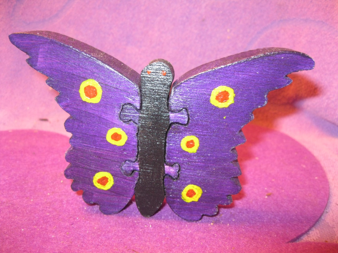BUTTERFLY 3 Piece WOODEN PUZZLE Purple - Etsy