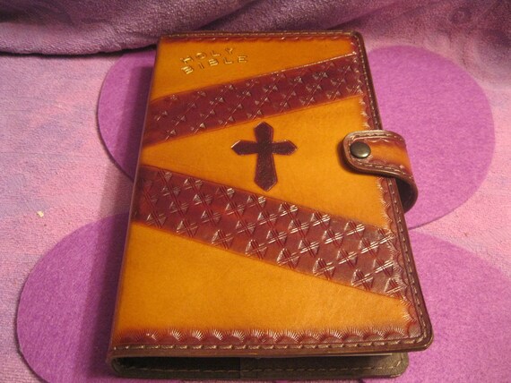 LEATHER BIBLE COVER With Bible | Etsy