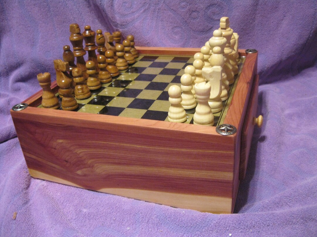WOODEN CHESS BOX and Carved Chess Set - Etsy