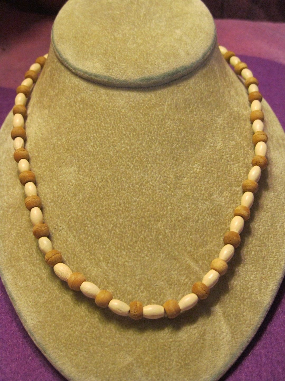 UNISEX BROWN and CREAM Wooden Choker - Etsy