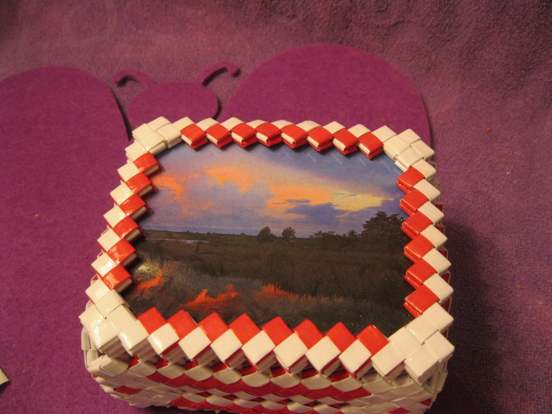 WHITE and RED TINKET Box With Orange Sky and Water - Etsy
