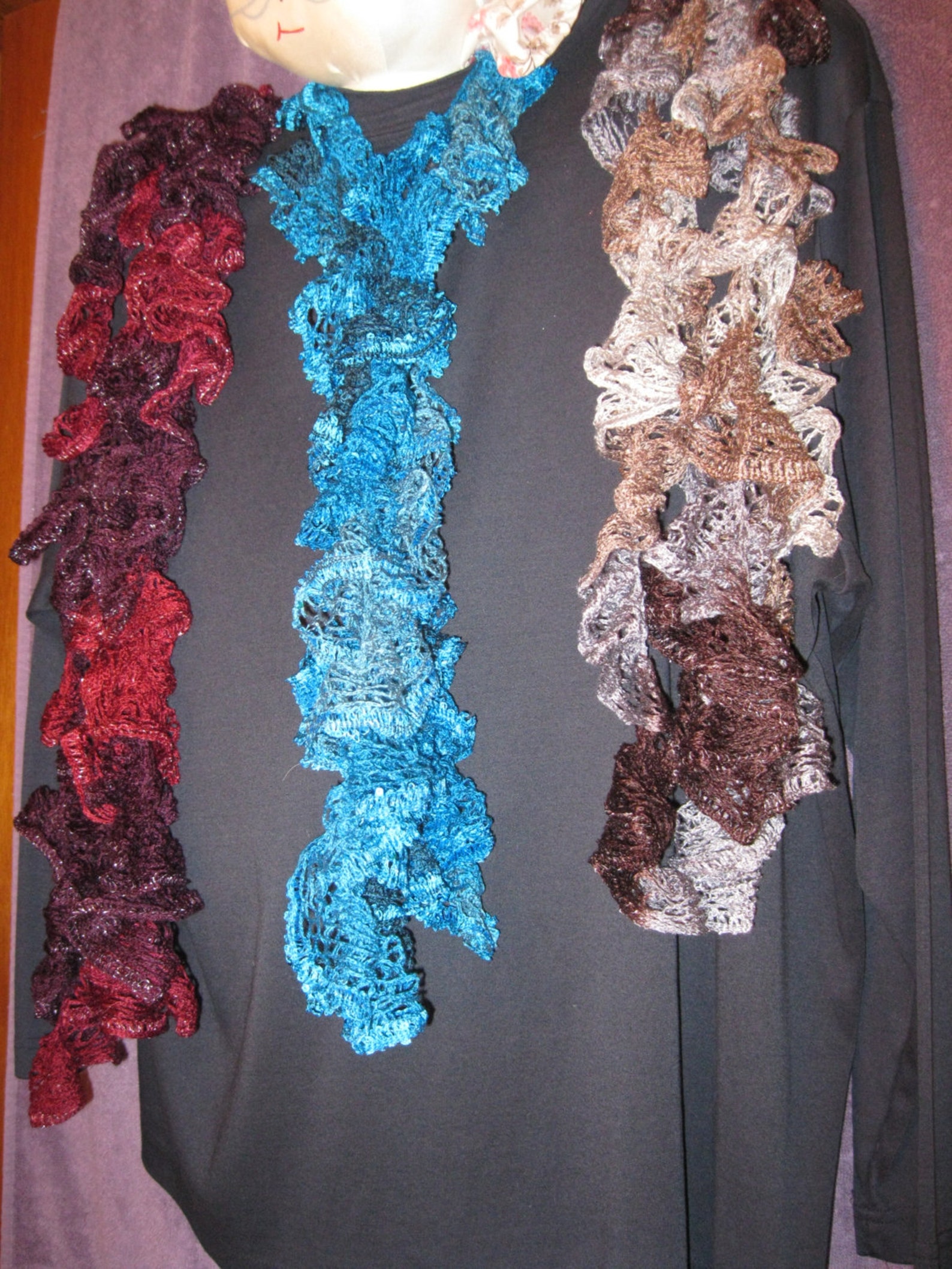 CROCHETED RUFFLE SCARF 108 Inches Long. - Etsy