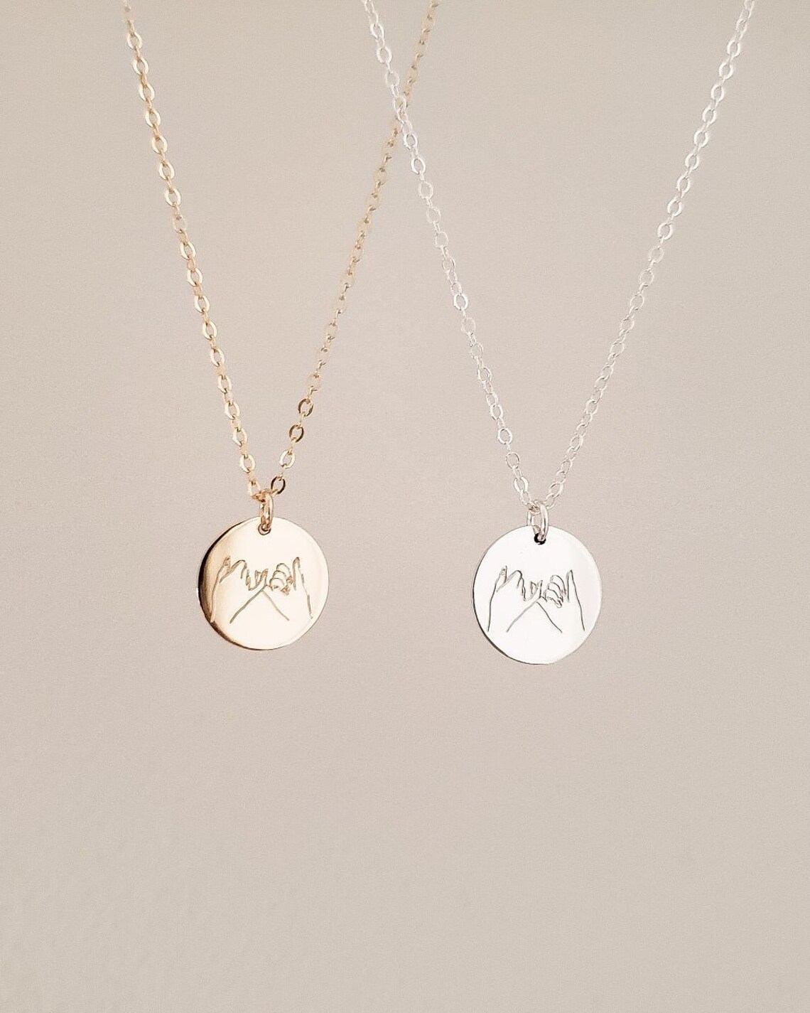 Besties Necklacebest Friend Necklacesister Necklacepinky - Etsy