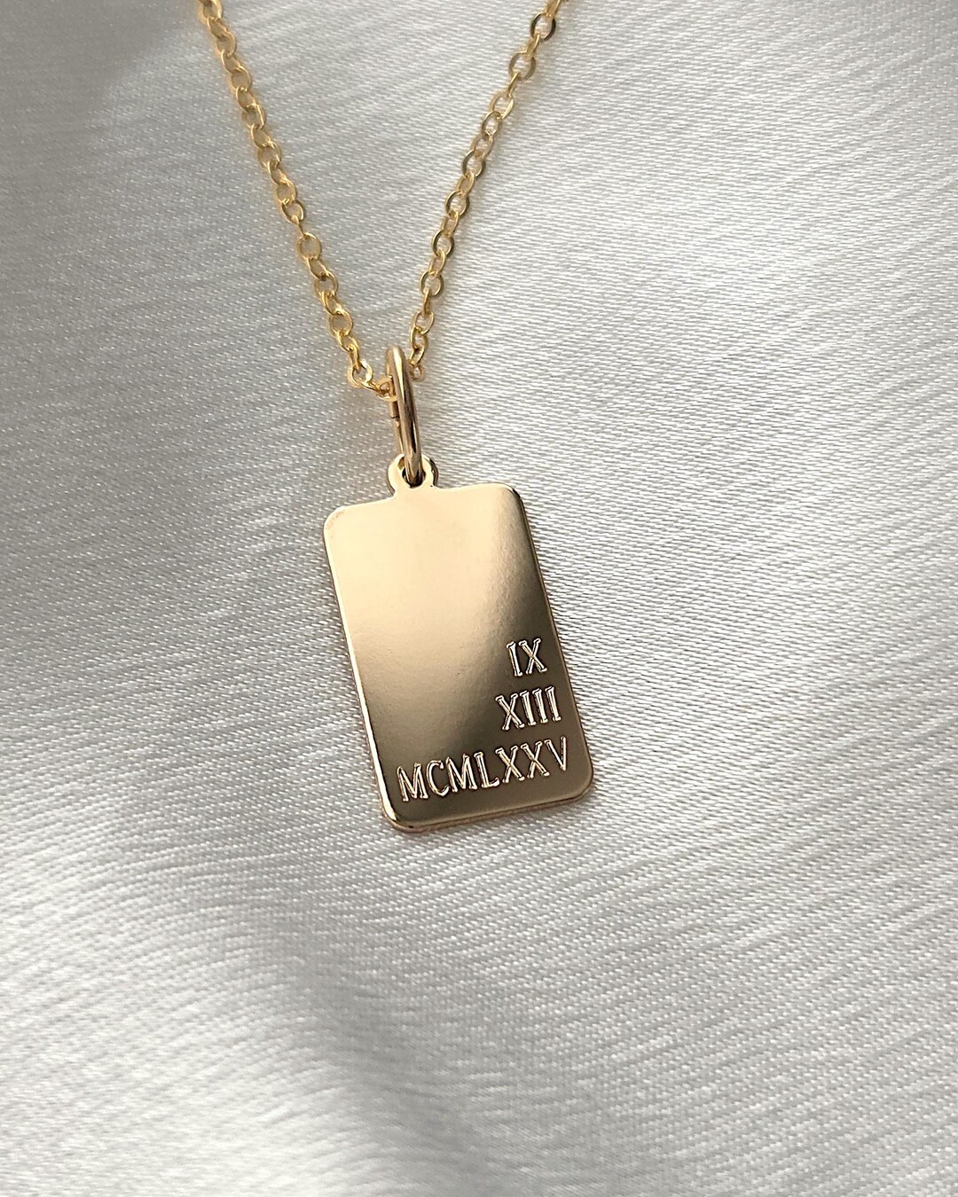 Custom Rectangle Tag Necklace • 14k Gold Filled • Sterling Silver ...