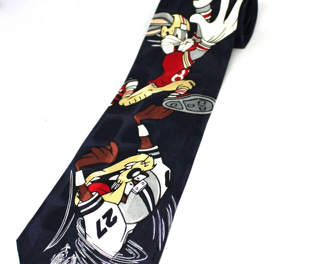 Looney Tunes Football Tie/ Vintage Cravat/ Television/ Cartoons/ Bugs ...
