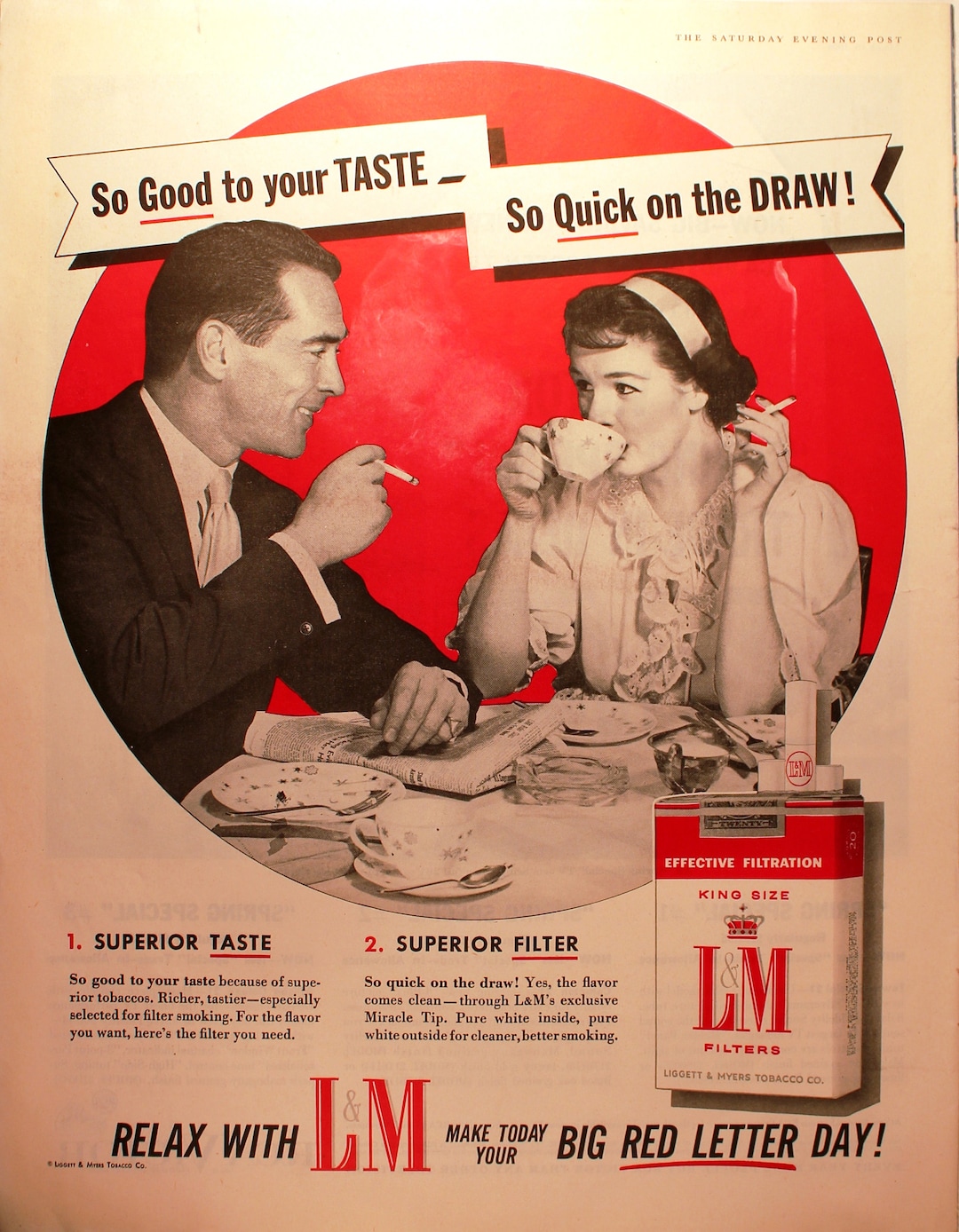 1956 L & M Cigarettes Vintage Ad/ Tobacco/ Smoking/ Cool - Etsy
