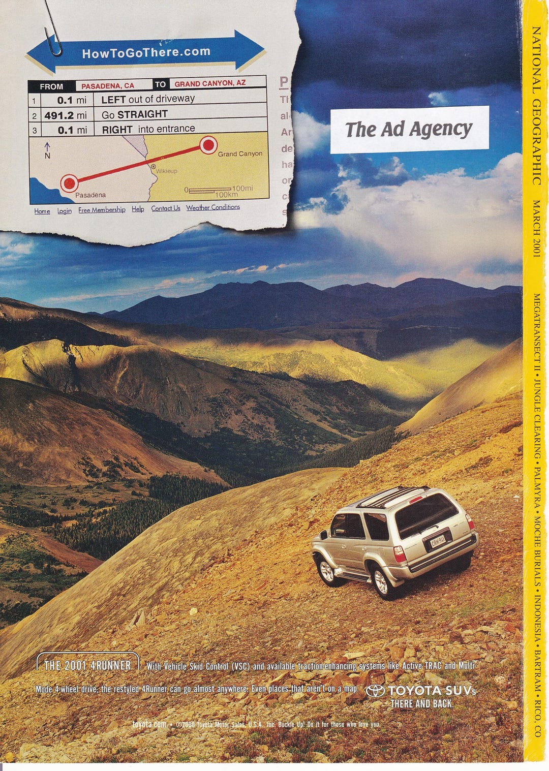 2001 Toyota 4runner Magazine Advertisement/vintage Ad/oh What a Feeling ...