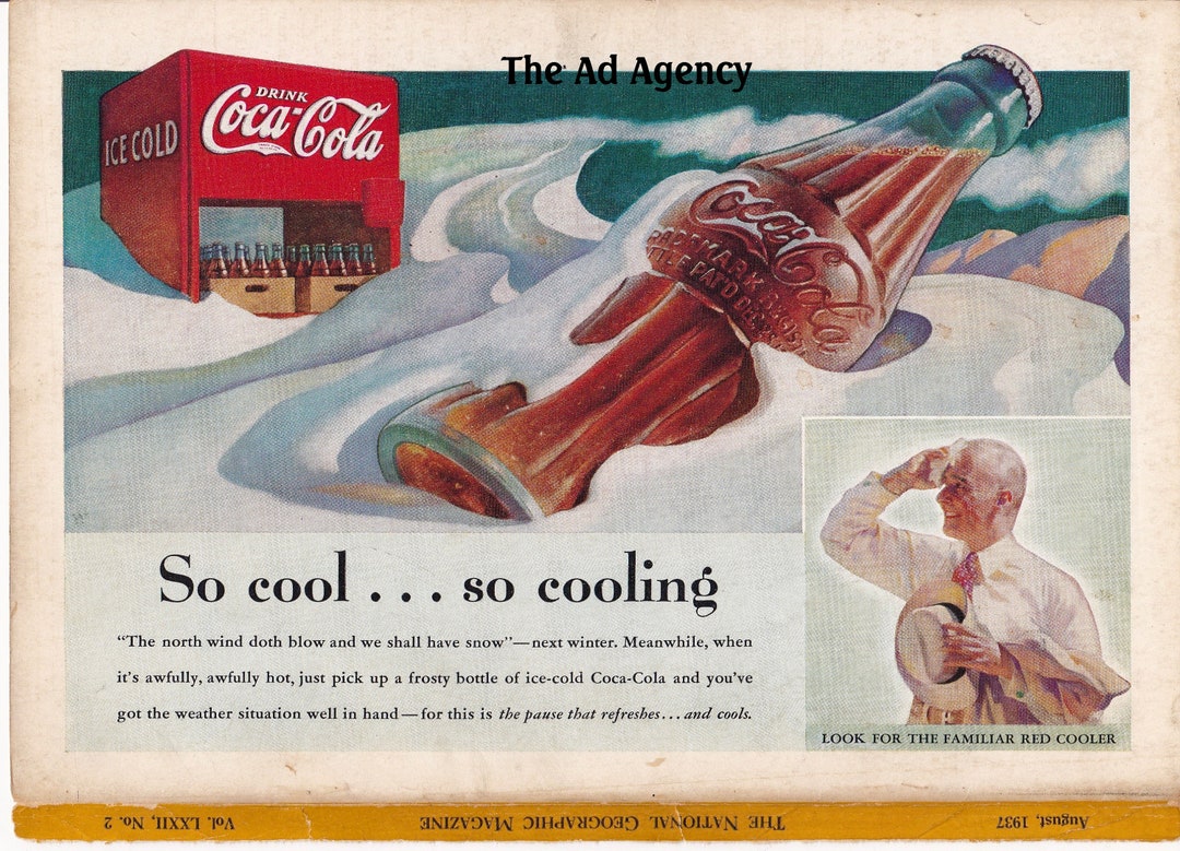 1937 Coca Cola "so Cool ... so Cooling" Ad -coke /vintage Ad / "the ...