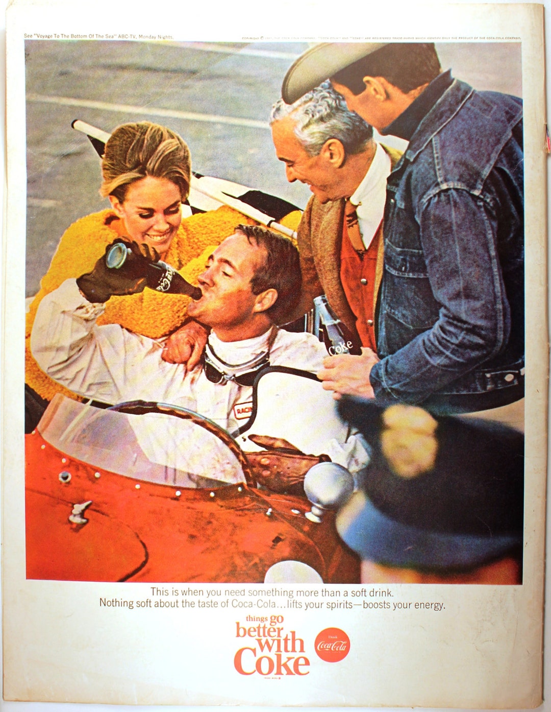 1965 Race Car Coca-cola Ad/ Coke/ Vintage Ad/ Pause That Refreshes ...