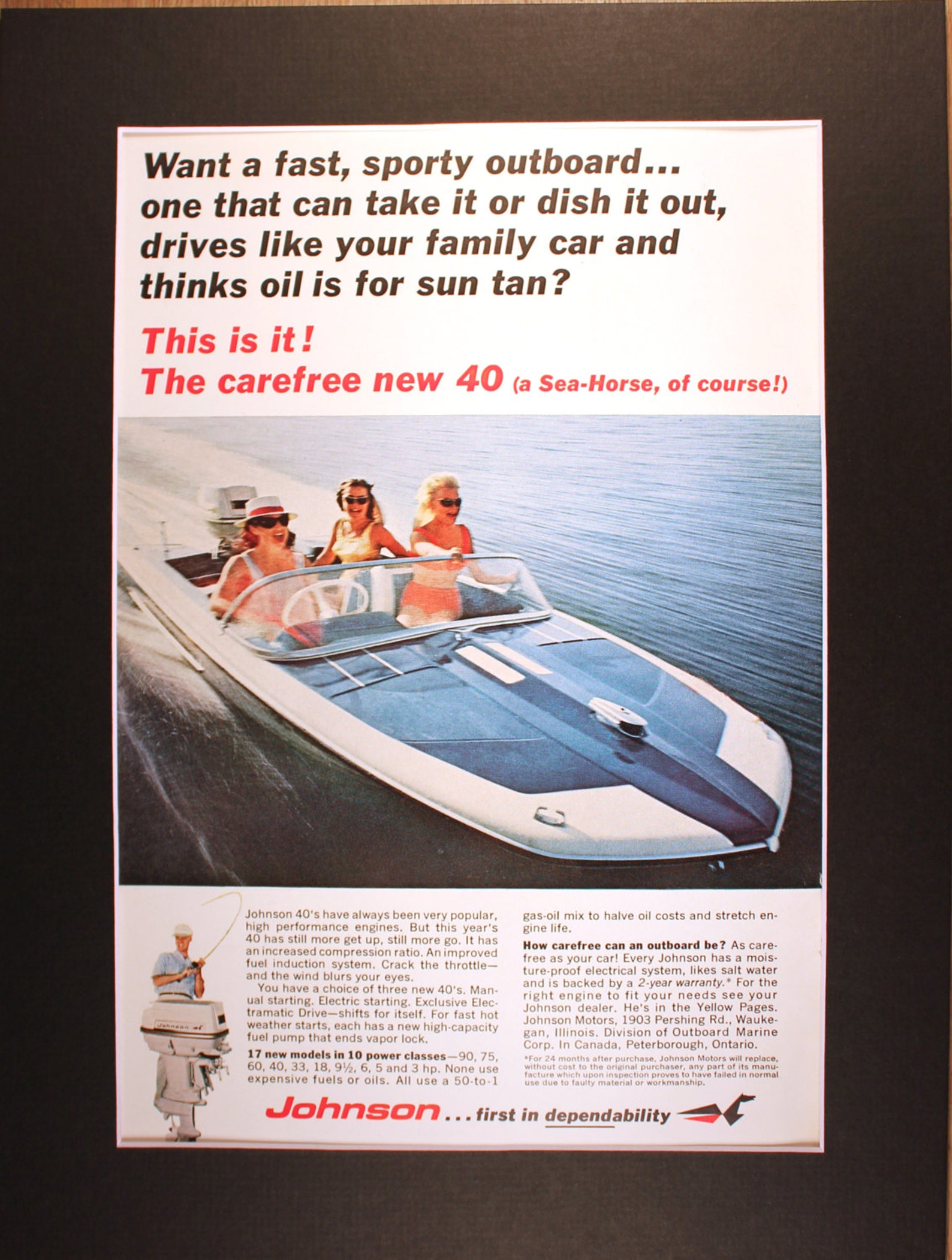 1965 Johnson Sea-horse Outboard Motor Advertisement/vintage Magazine Ad ...