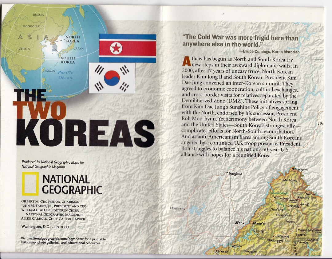 Korea/the Two Koreas Map/ South Korea/ North Korea/ National Geographic ...