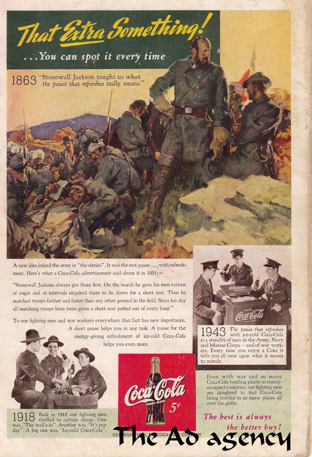 1943 Coca-cola World War II Magazine Advertisement/ww II Patriotism ...