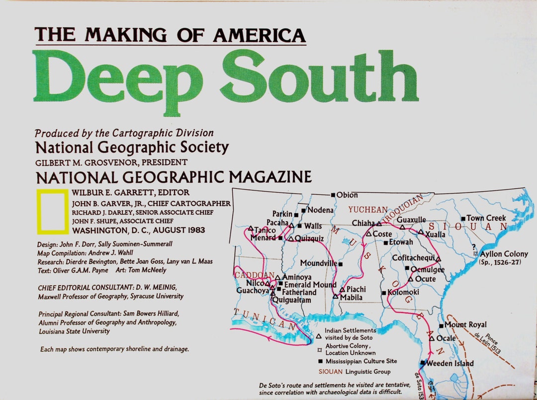 Deep South Vintage Map/ Cartography/ Maps/ the Making of America ...