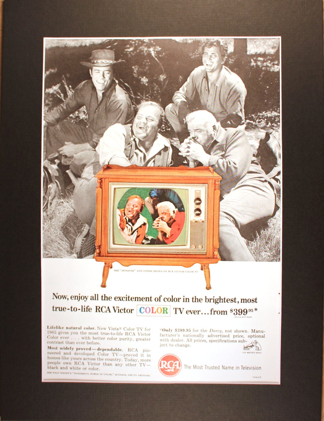 Bonanza RCA Color TV Advertisement/ Vintage Magazine/little House on ...