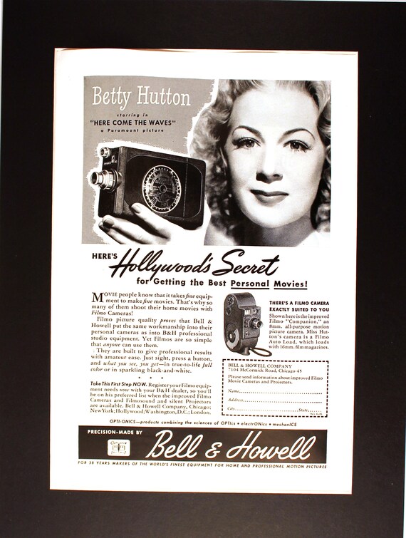 1945 Betty Hutton Bell & Howell Movie Camera Magazine | Etsy