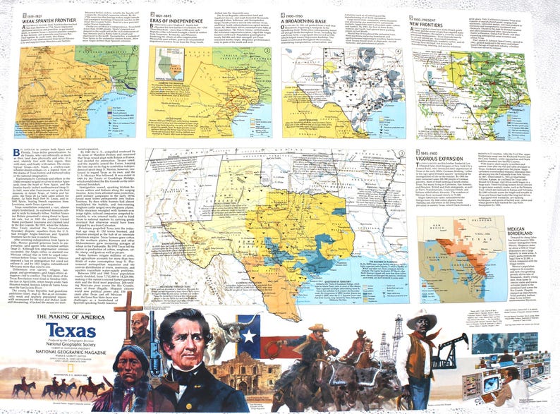 Texas Vintage Map/ Cartography/ Maps/ National Geographic/ the Making ...
