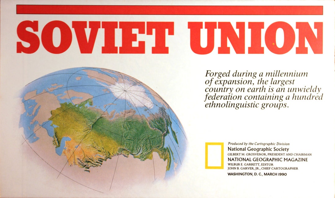 Soviet Union Vintage Map/ Russia/ National Geographic/ Cartography ...