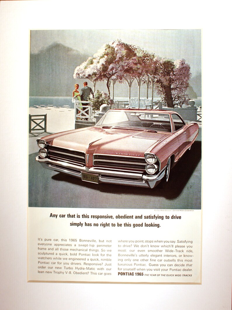 1965 Pontiac Bonneville Magazine Advertisement/vintage - Etsy