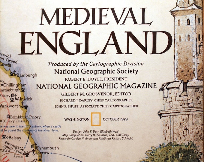 Medieval England Vintage Map/ Cartography/ Maps/ National Geographic ...