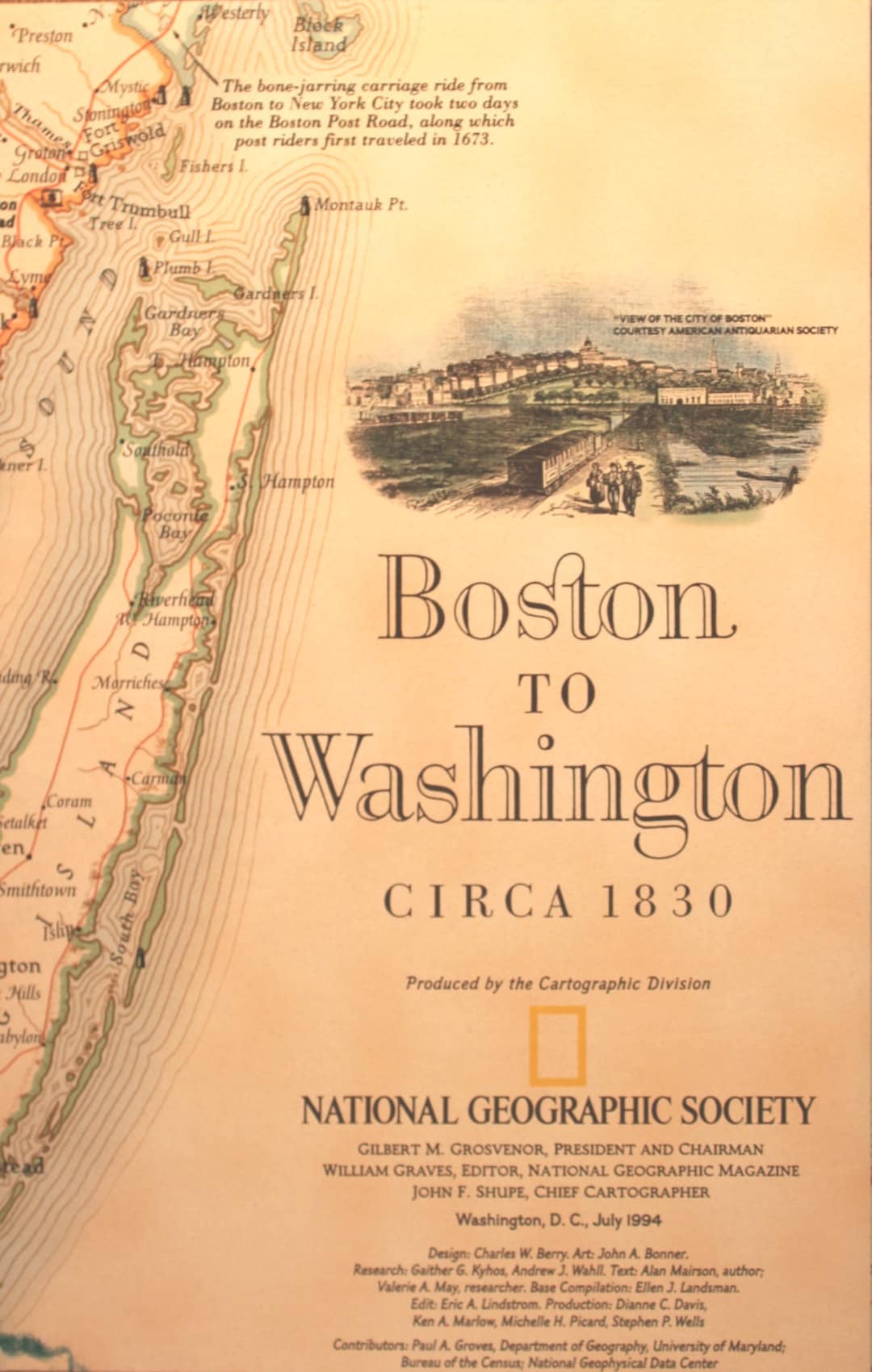 Boston to Washington Circa 1830 Vintage Map/ National Geographic ...