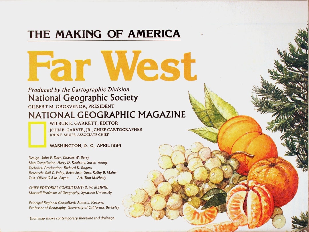 Far West Vintage Map/ Cartography/ Maps/ National Geographic/ the ...