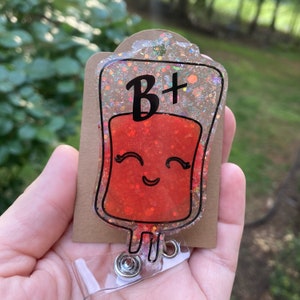 B Positive Blood Bag Badge Reel - Etsy