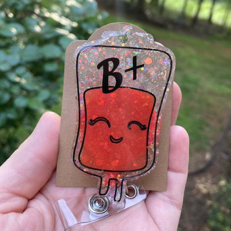B Positive Blood Bag Badge Reel - Etsy