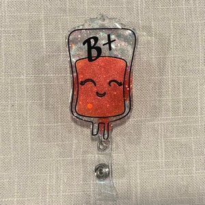 B Positive Blood Bag Badge Reel - Etsy