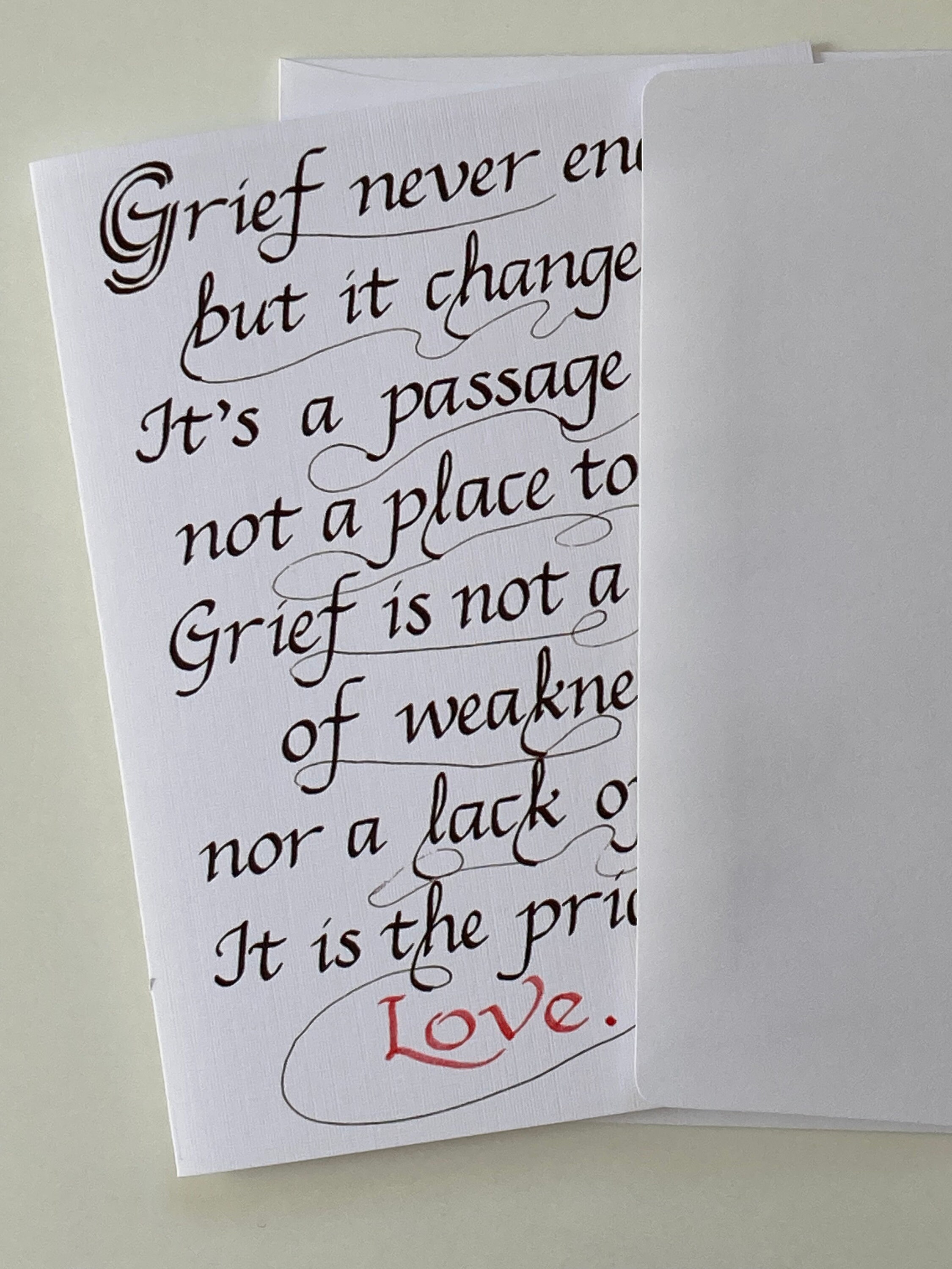 Sympathy Card Set: Calligraphy Grief Quote, Blank Inside - Etsy