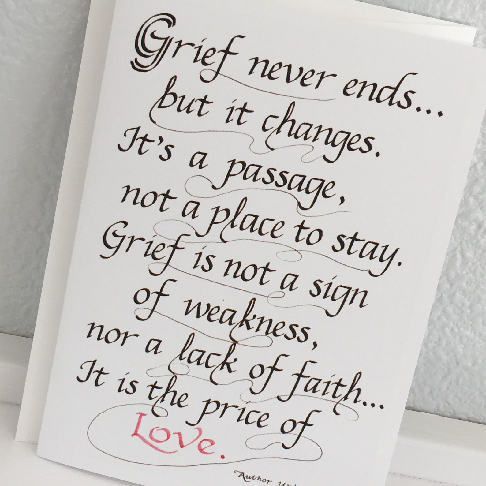 Sympathy Calligraphy Card 5 X 7 Grief Quote - Etsy