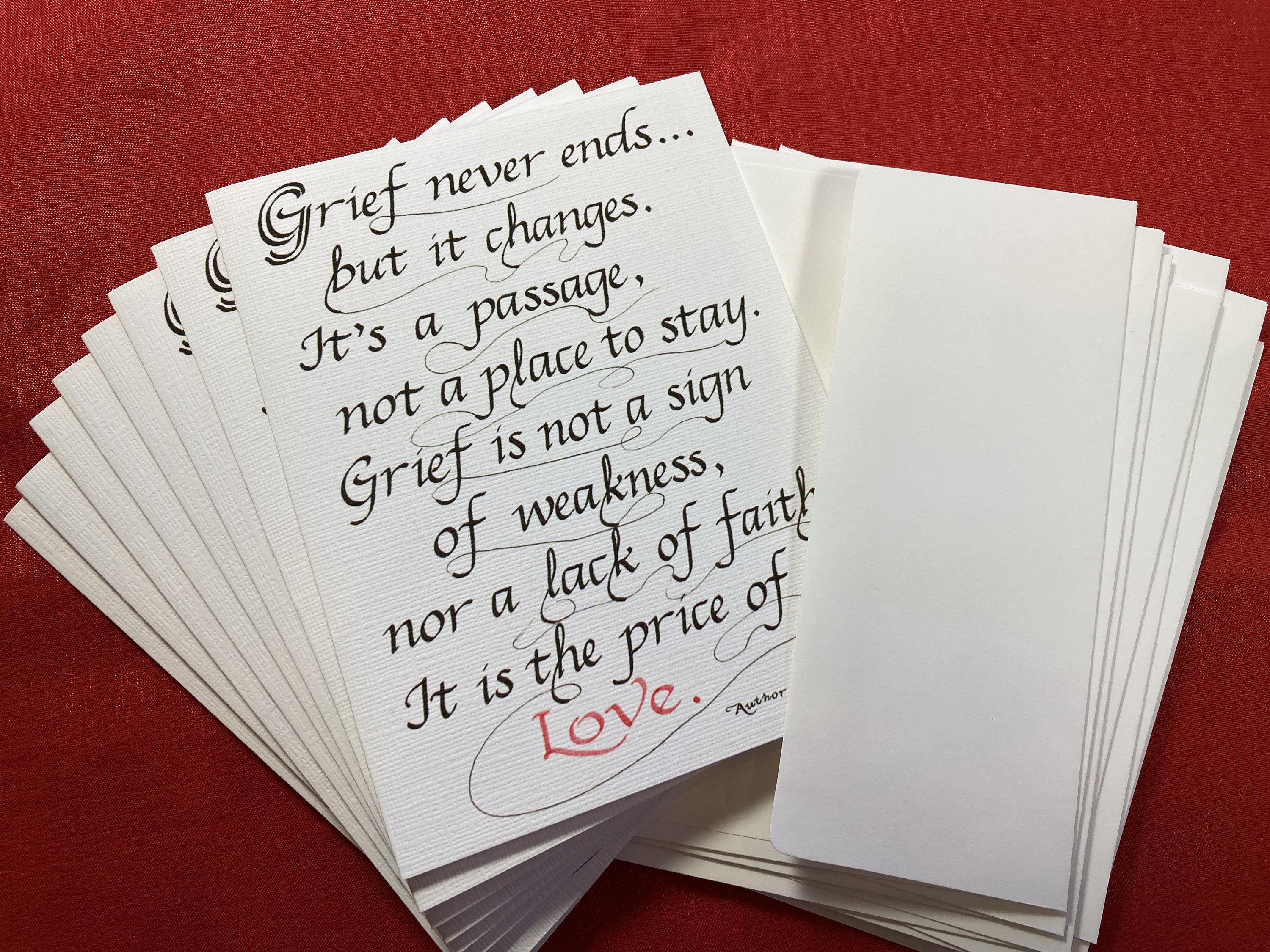 Sympathy Card Set: Calligraphy Grief Quote, Blank Inside - Etsy