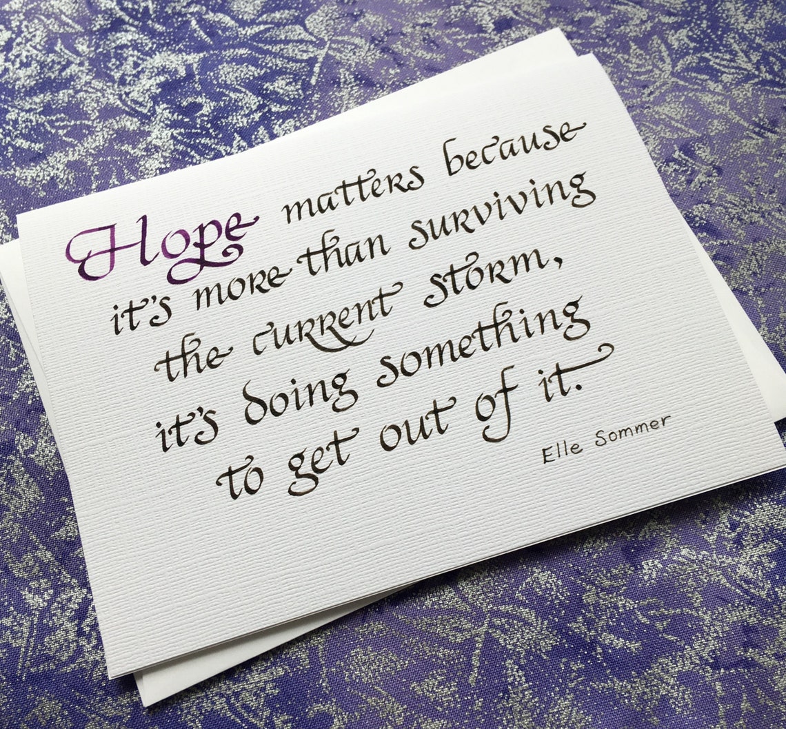 Hope Calligraphy Card 4.25 X 5.5 Hope Quote | Etsy
