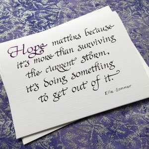Hope Calligraphy Card (4.25" X 5.5") -- Hope Quote Card, Card Size 4.25 ...
