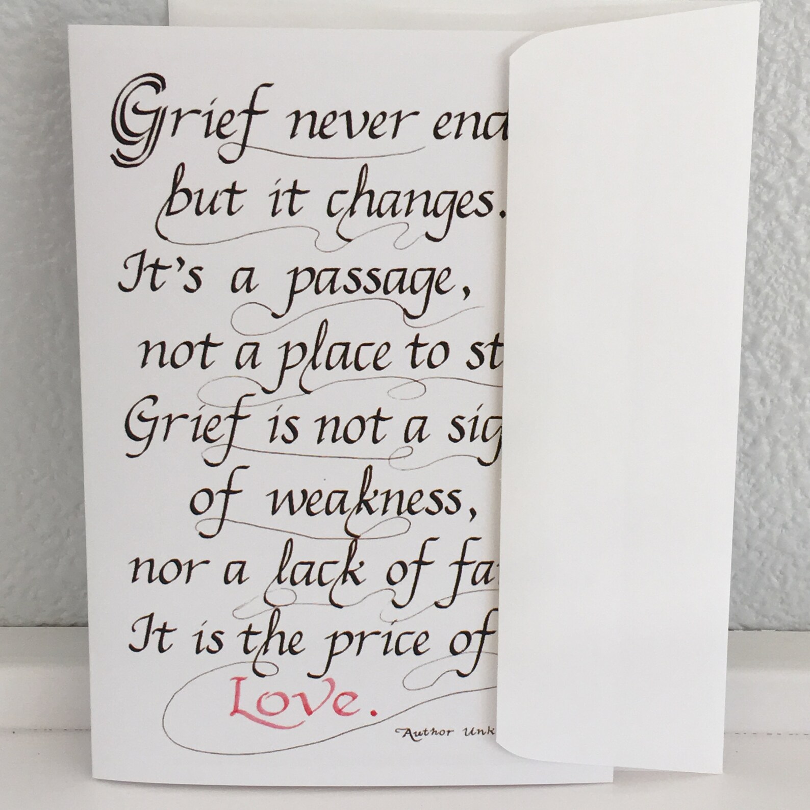Sympathy Calligraphy Card 5 X 7 Grief Quote - Etsy