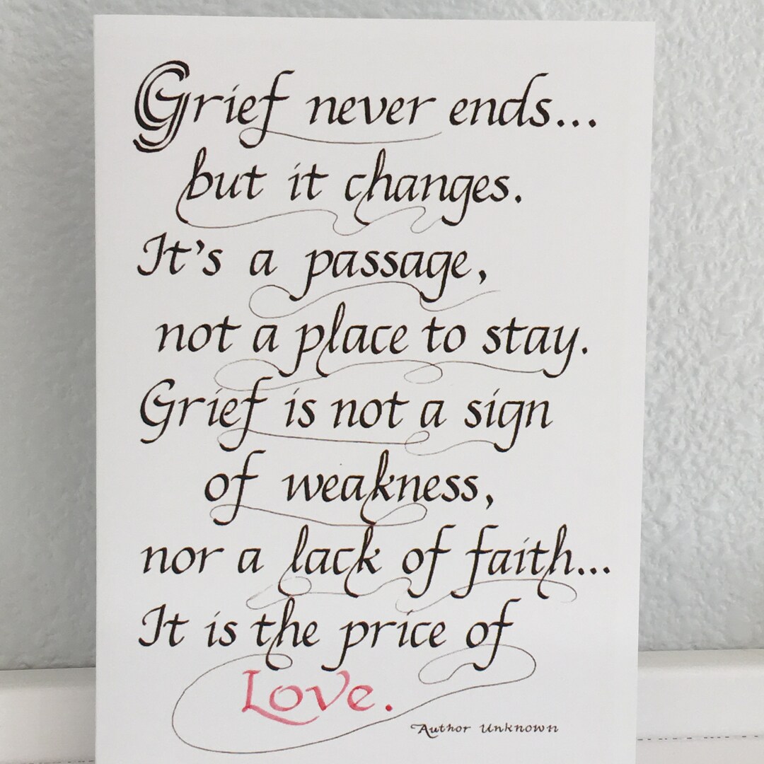 Sympathy Card: Grief Quote Calligraphy (5x7 Inches) - Etsy