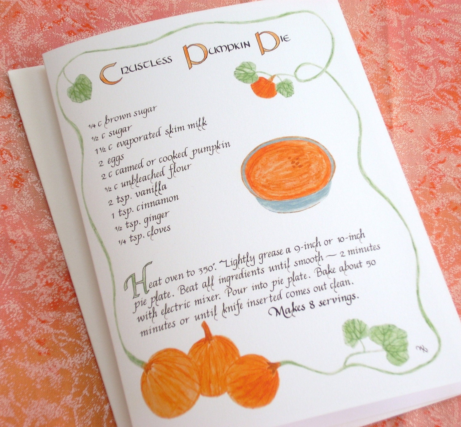 Pumpkin Pie Recipe Card